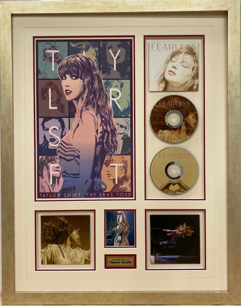 Taylor Swift Fearless Signed CD & Poster Display, Framed – Superstars ...