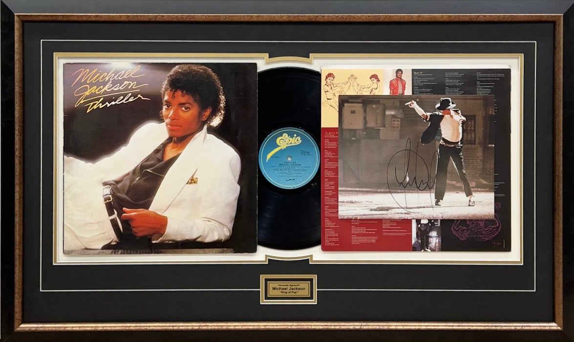 Michael Jackson Signed Photo & "Thriller" LP Display – Superstars & Legends