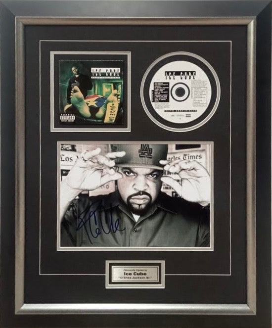 Ice Cube Signed Photo & Death Certificate CD Display – Superstars & Legends