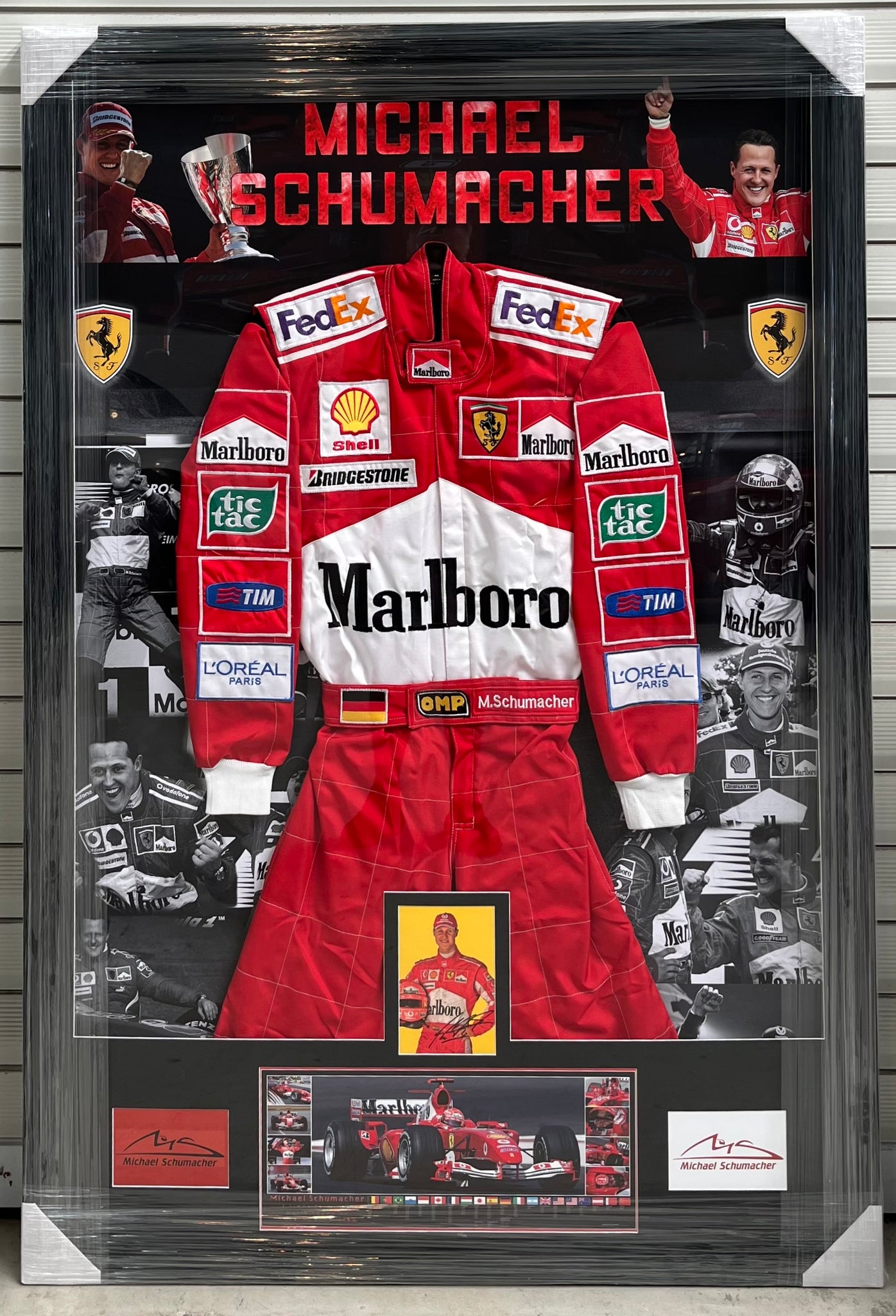 MICHAEL SCHUMACHER Signed Scuderia Ferrari Photo & Race Suit Display ...