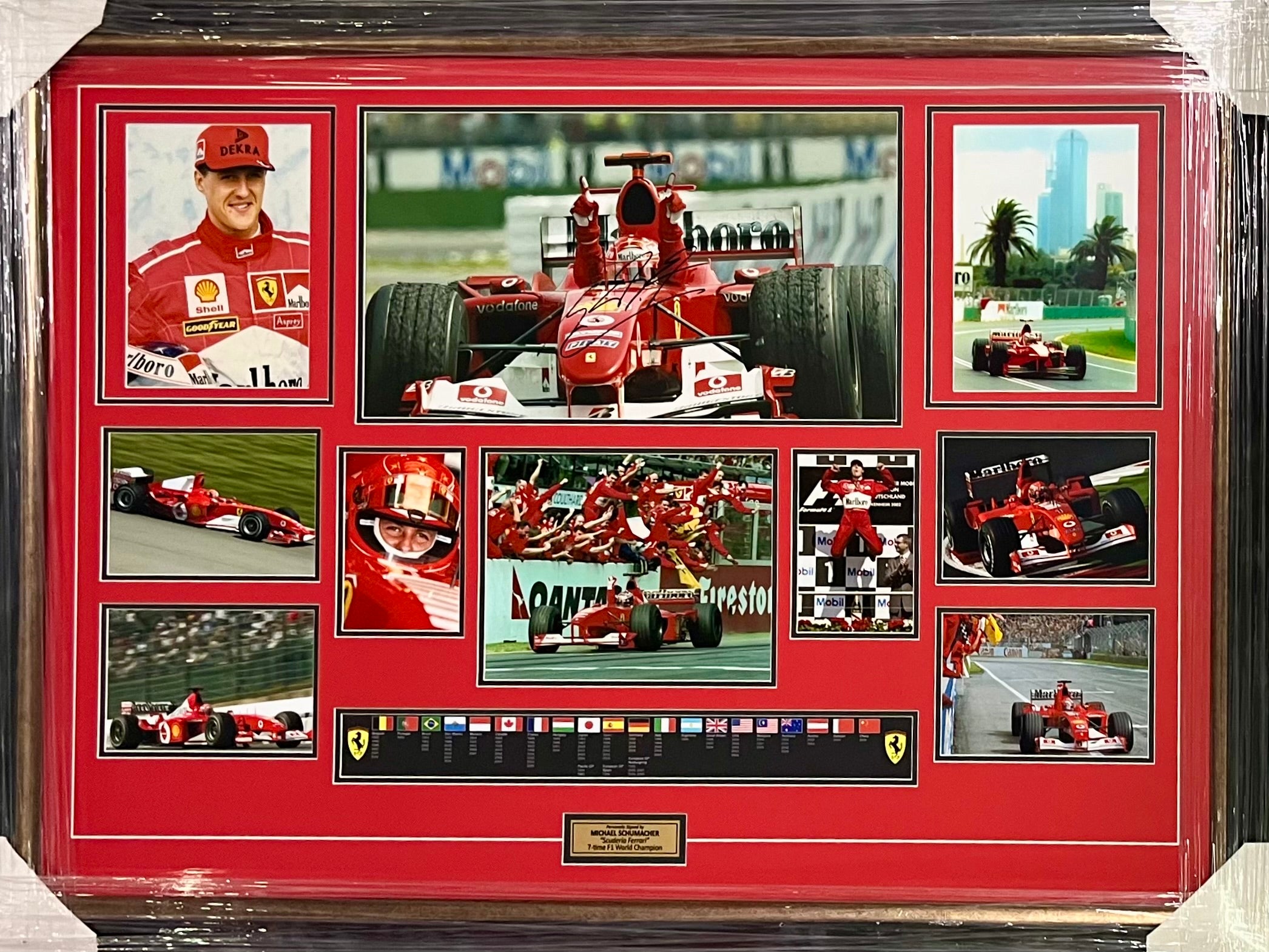 MICHAEL SCHUMACHER Signed Scuderia Ferrari Photo Collage Display2 ...
