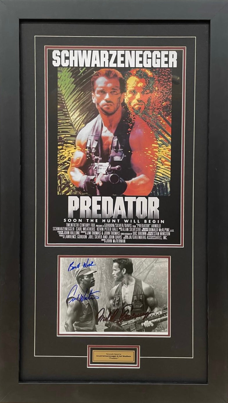 PREDATOR-Arnold Schwarzenegger & Carl Weathers Signed Photo & Poster D ...