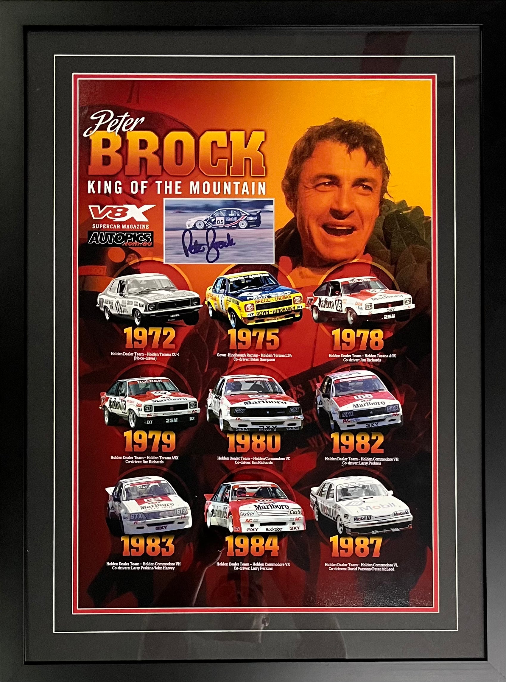 PETER BROCK Signed Photo & Print Display – Superstars & Legends