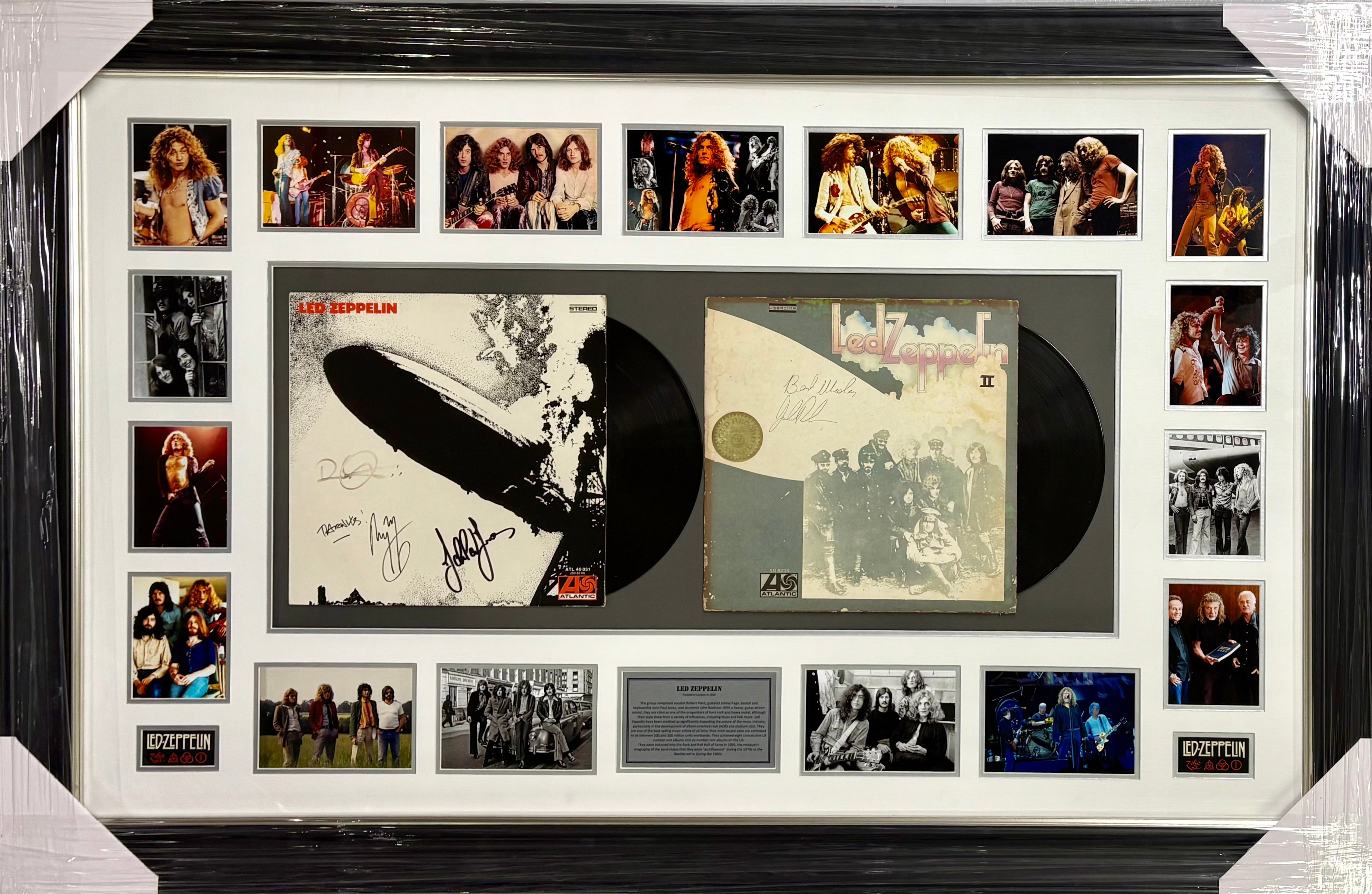 Led Zeppelin Signed Drum Head & LP Display - Framed – Superstars & Legends