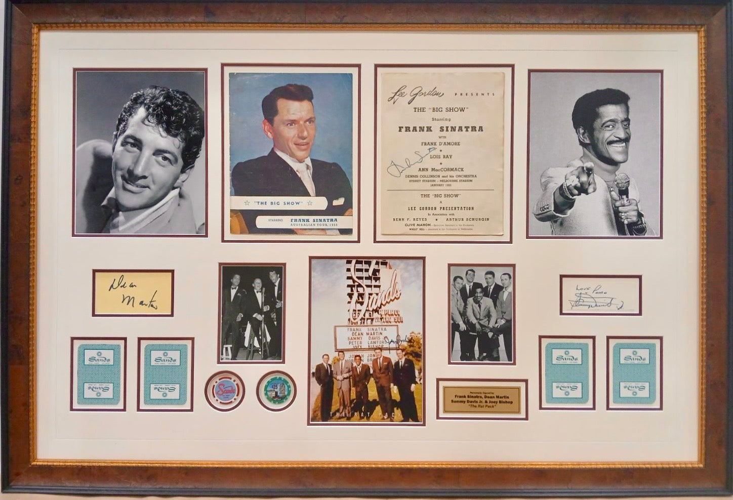 The Rat Pack Signed Program & Cards Collage Display – Superstars & Legends