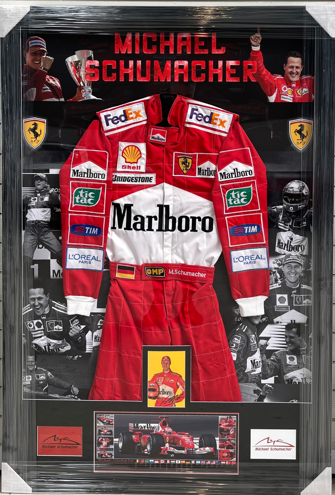 MICHAEL SCHUMACHER Signed Scuderia Ferrari Photo & Race Suit Display ...