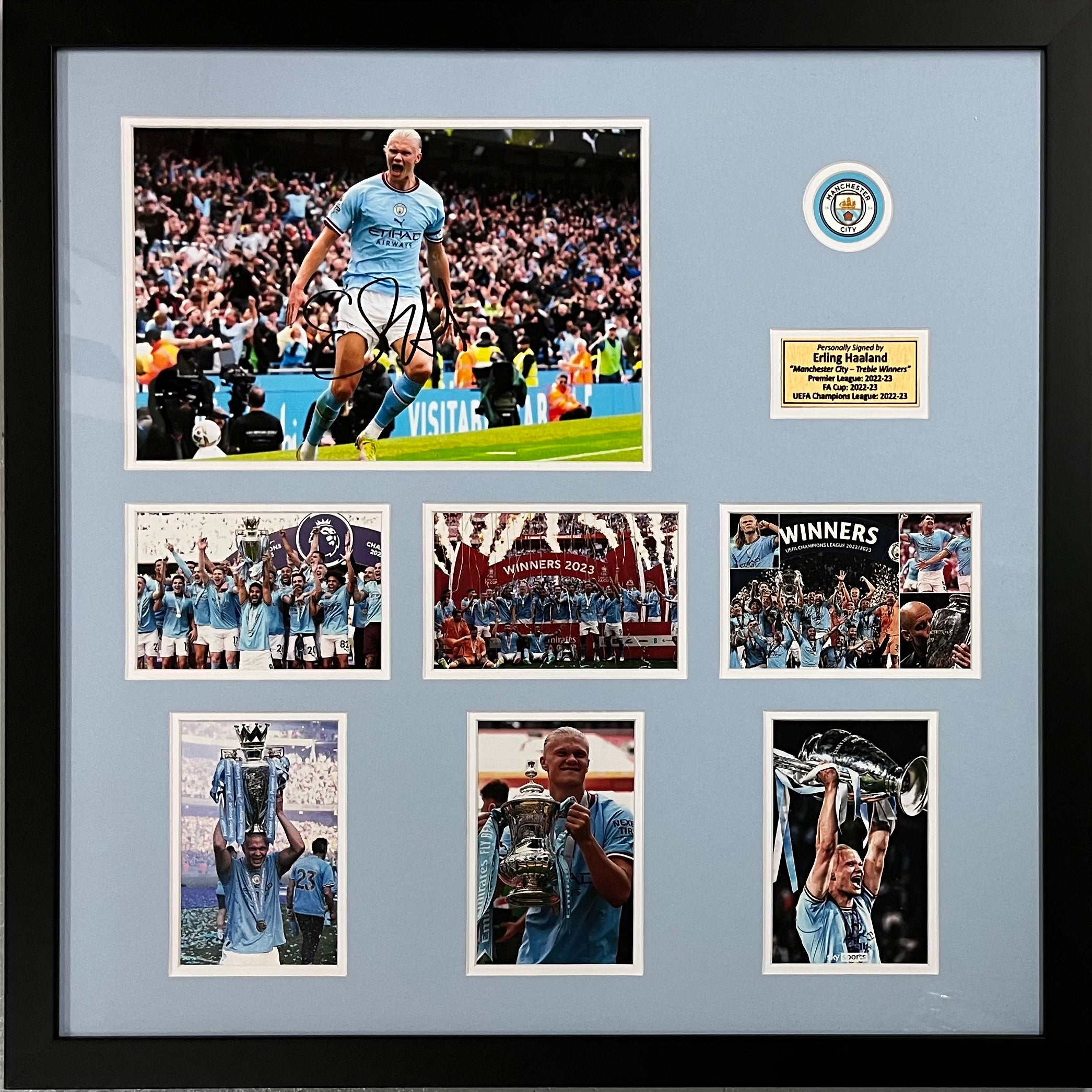 Erling Haaland Signed Manchester City Treble Photo Collage – Superstars ...
