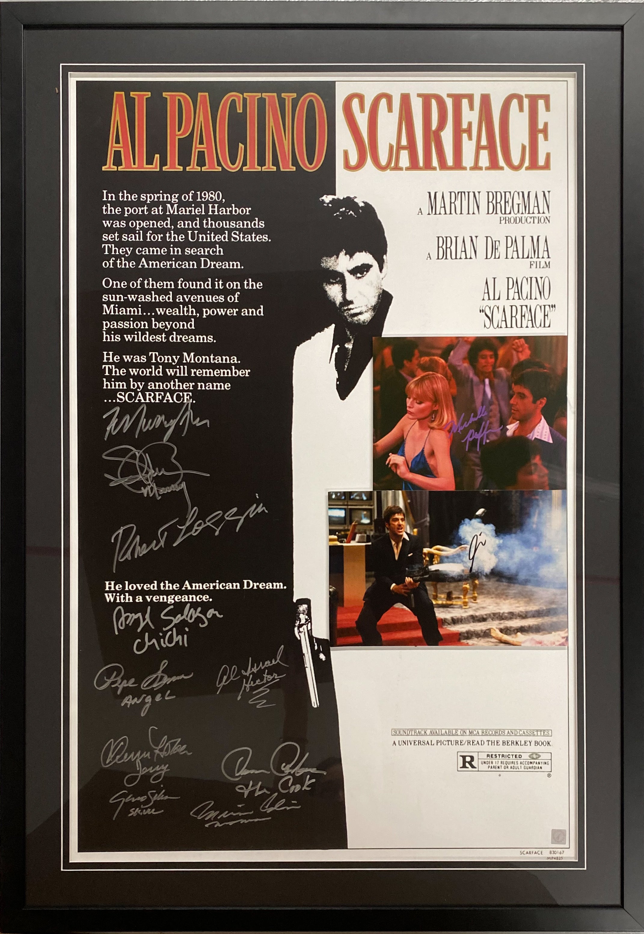 SCARFACE -12 Cast Members Signed Movie Poster & Photo Display ...