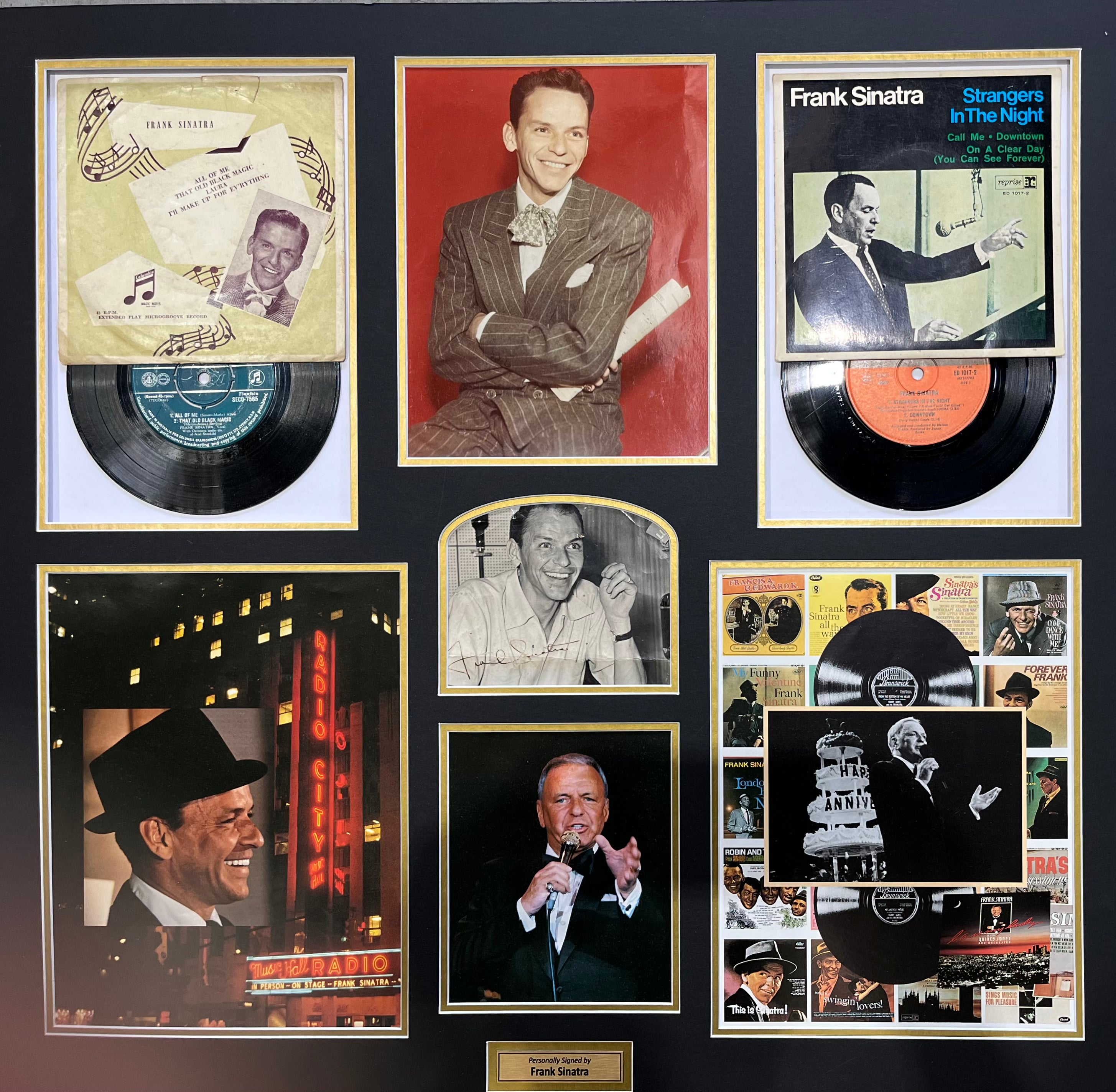 Frank Sinatra Signed Photo & Records Display – Superstars & Legends