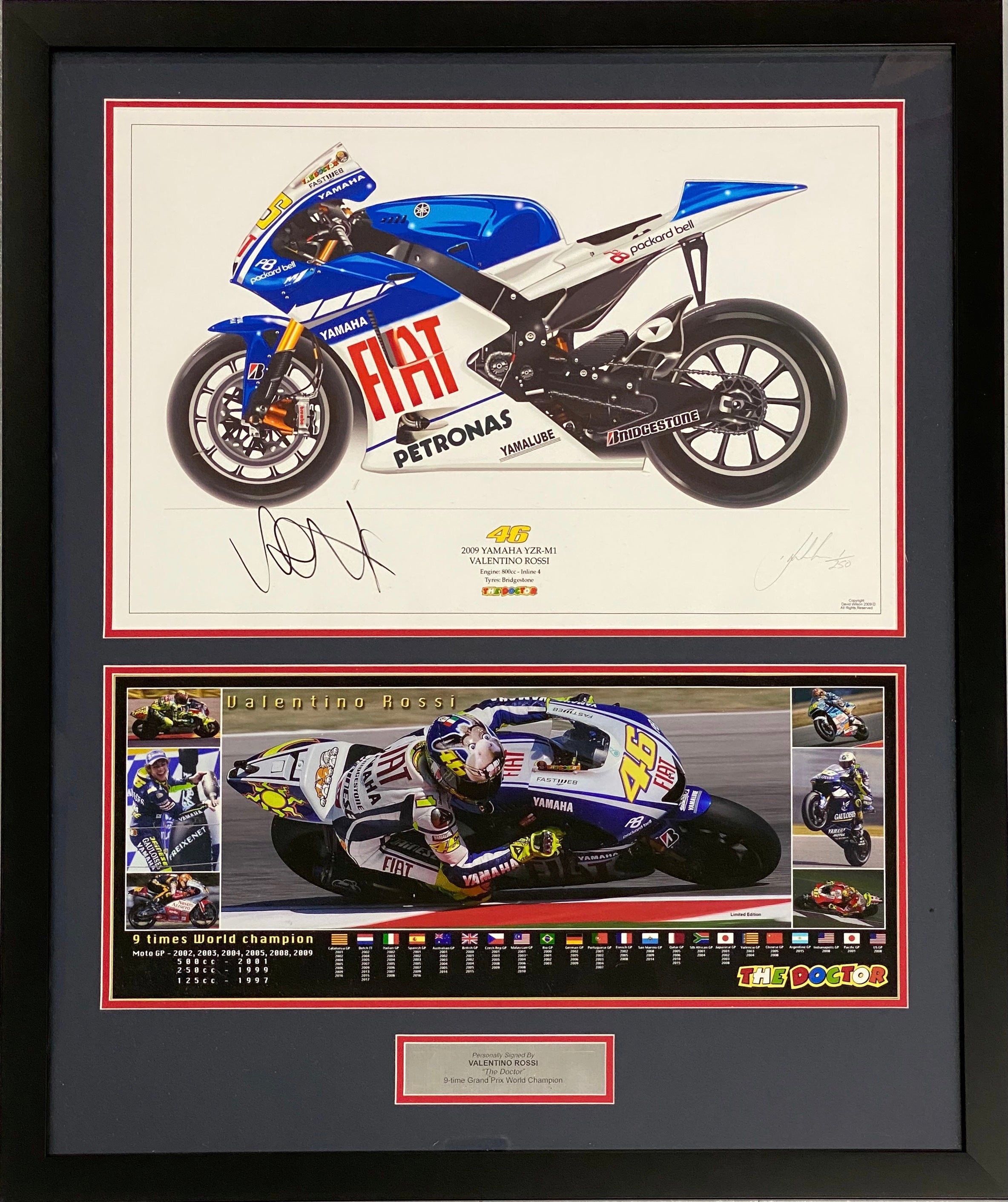 Valentino Rossi Signed Racing Print | Collectible Memorabilia ...