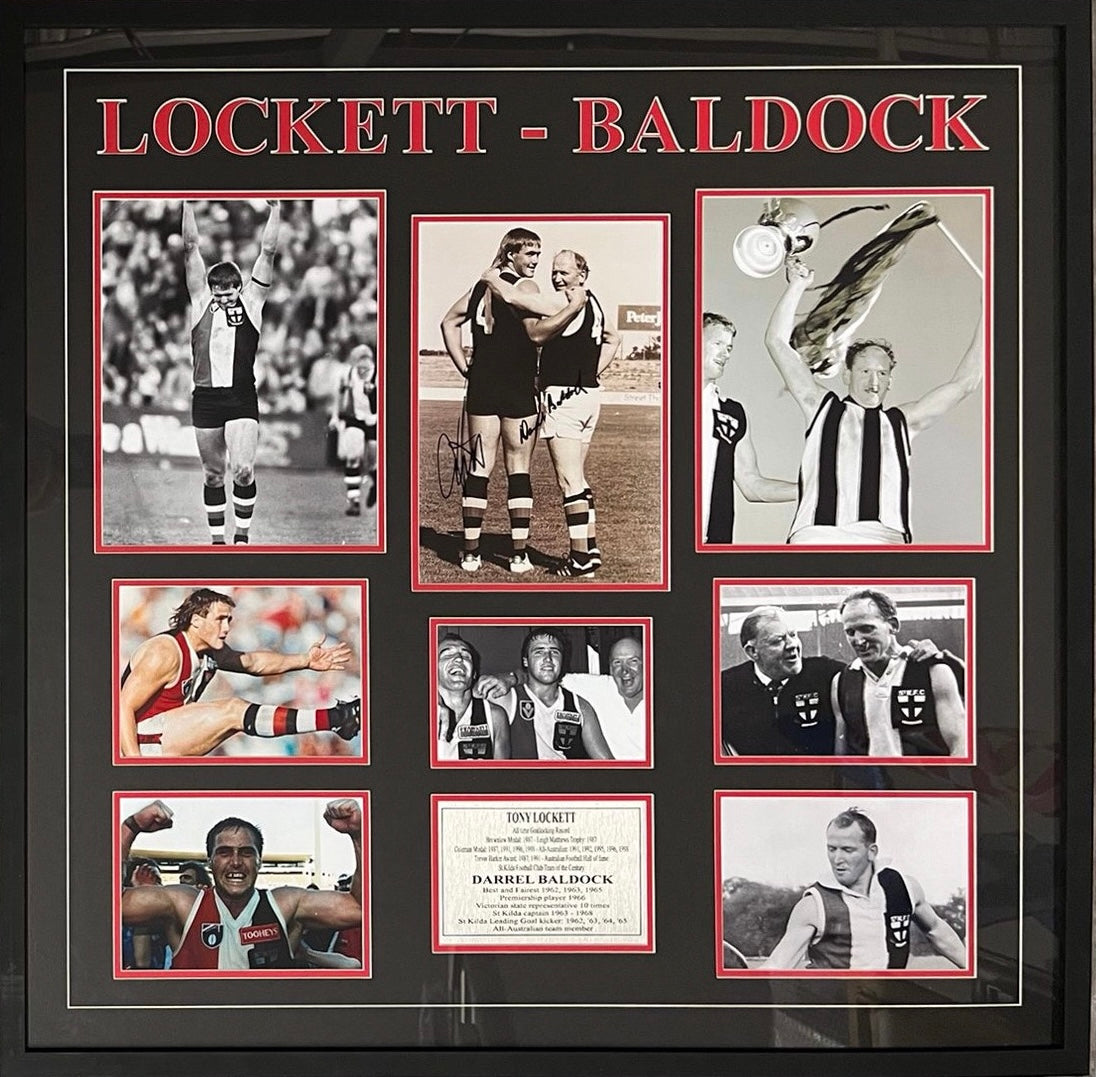 Darrel Baldock & Tony Lockett Signed St Kilda Photo Display ...