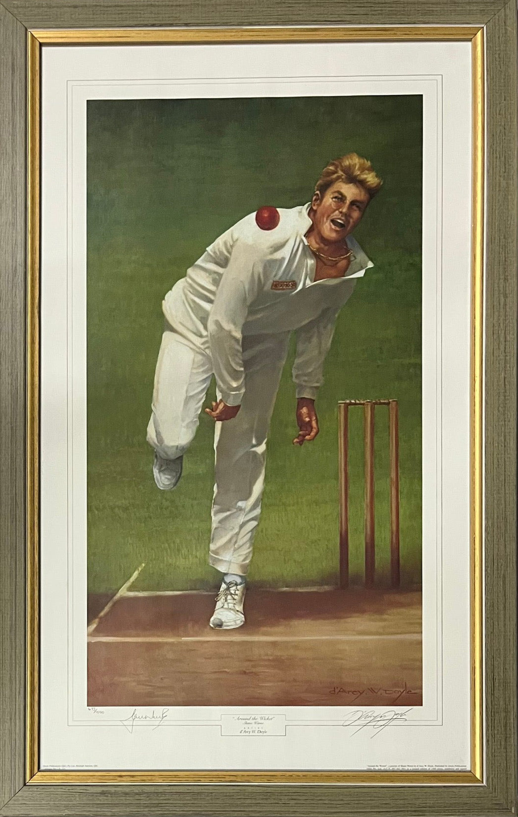 SHANE WARNE Signed Limited Edition Print Display – Superstars & Legends
