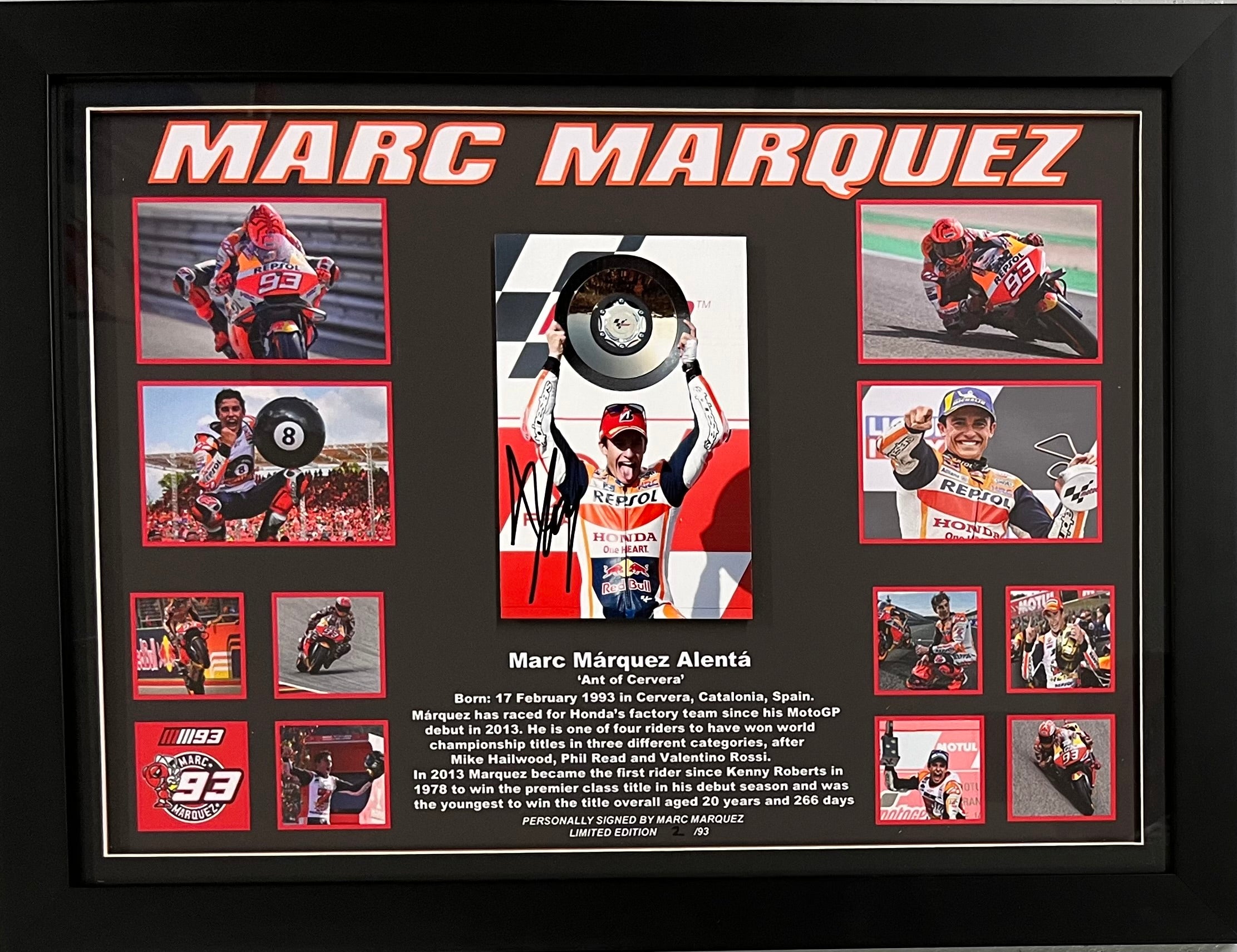 MARC MARQUEZ Signed 4”x6” Photo Montage Display – Superstars & Legends